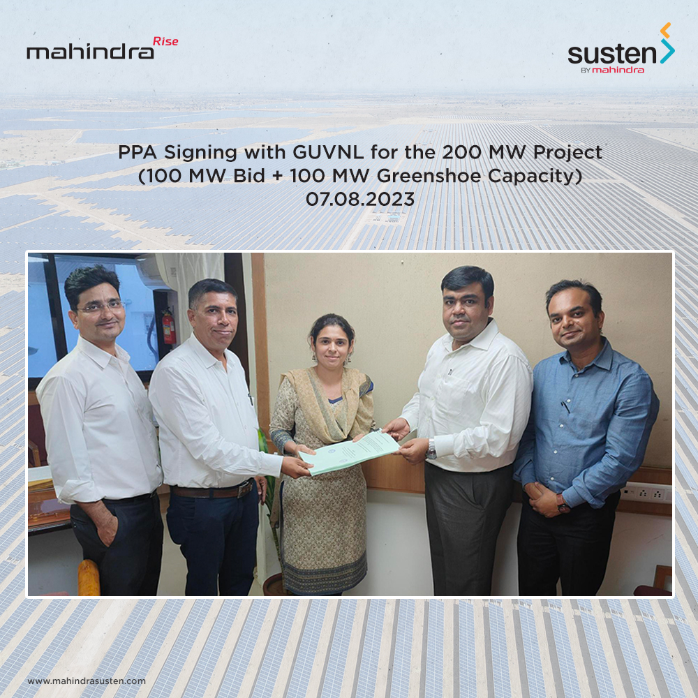 Mahindra Susten Bags 200 MW Green Energy Project from GUVNL at Rs. 2. ...