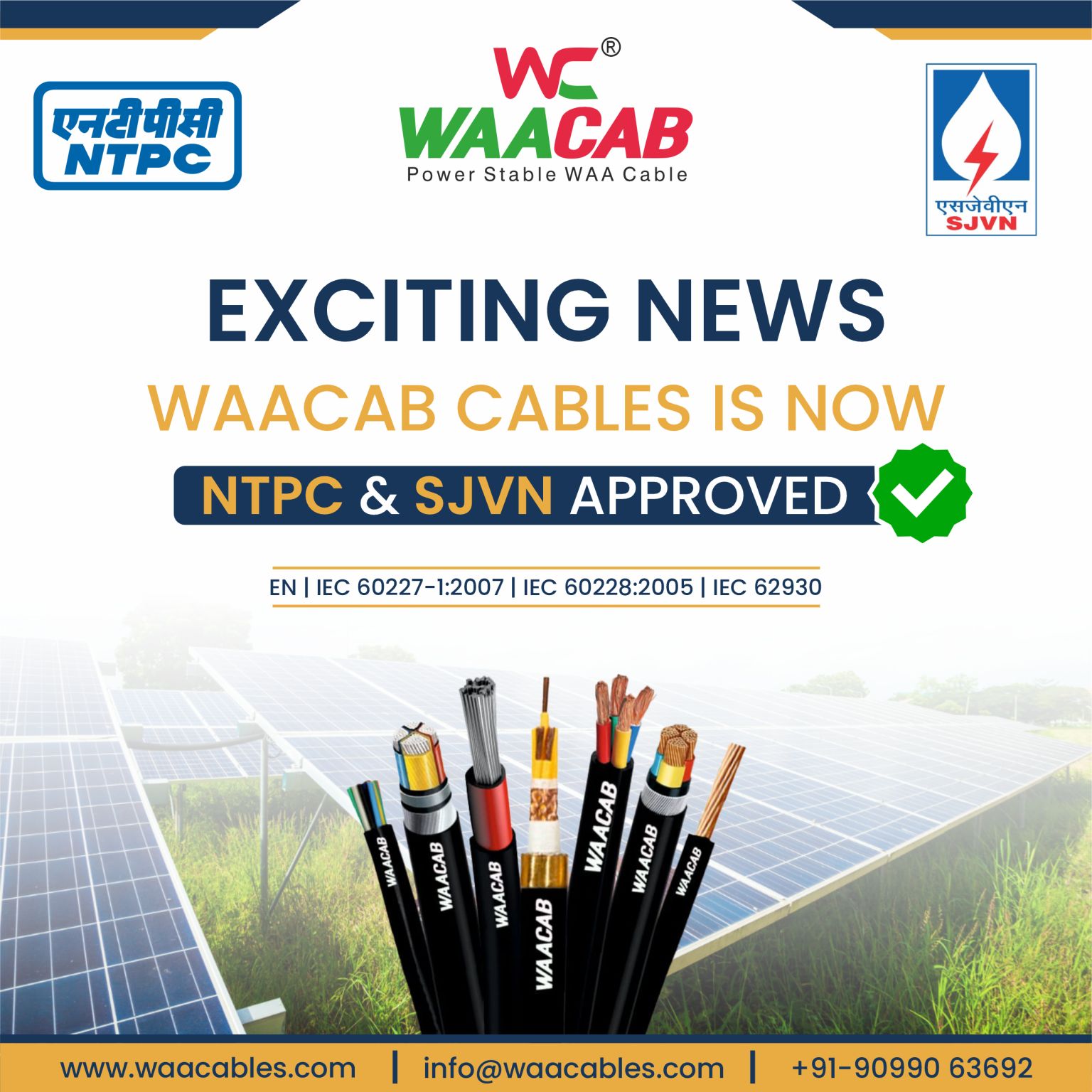 WAACAB Secures Approvals from NTPC and SJVN for Solar Cables - SolarQuarter
